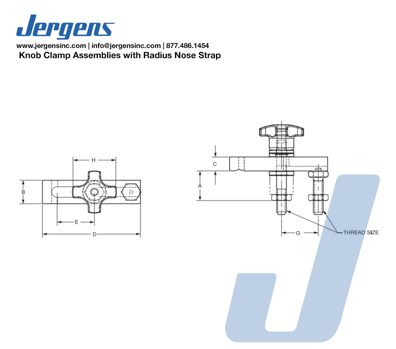 Knob Clamp Assemblies with Radius Nose Strap| Jergens Workholding ...