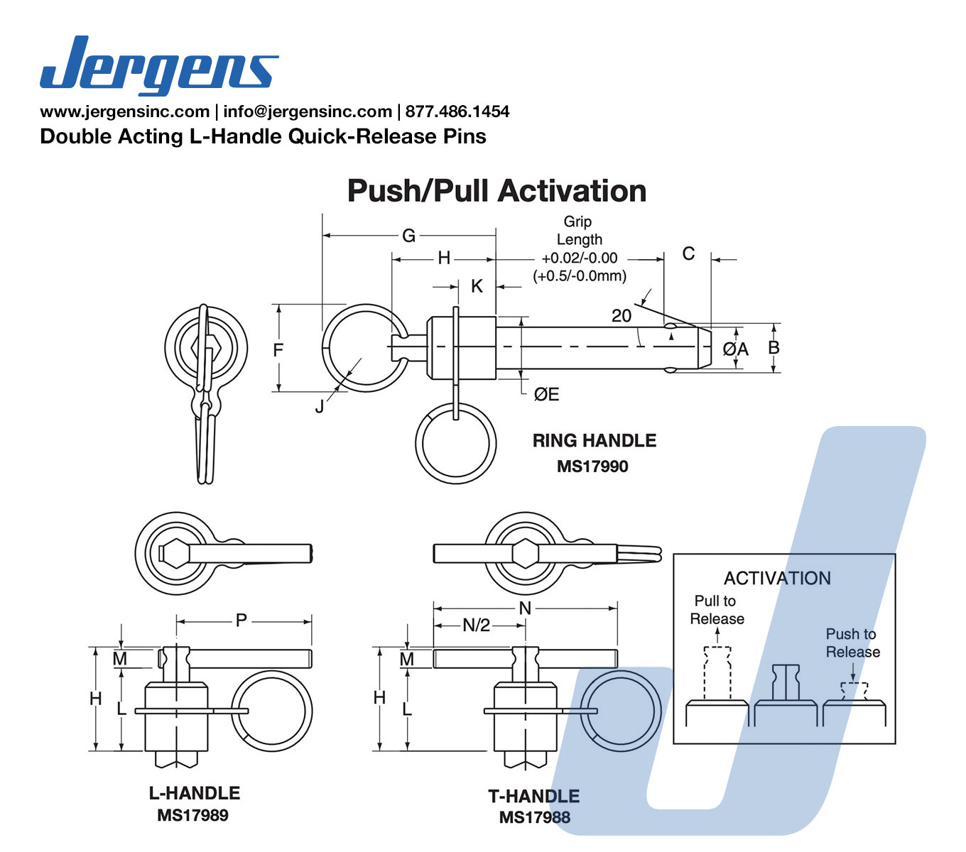 Double Acting T-Handle Quick-Release Pins| Jergens Specialty Fasteners ...