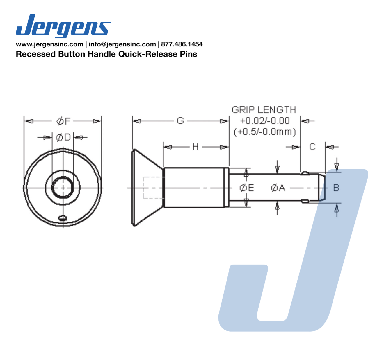 Recessed Button Handle Quick-Release Pins| Jergens Specialty Fasteners ...