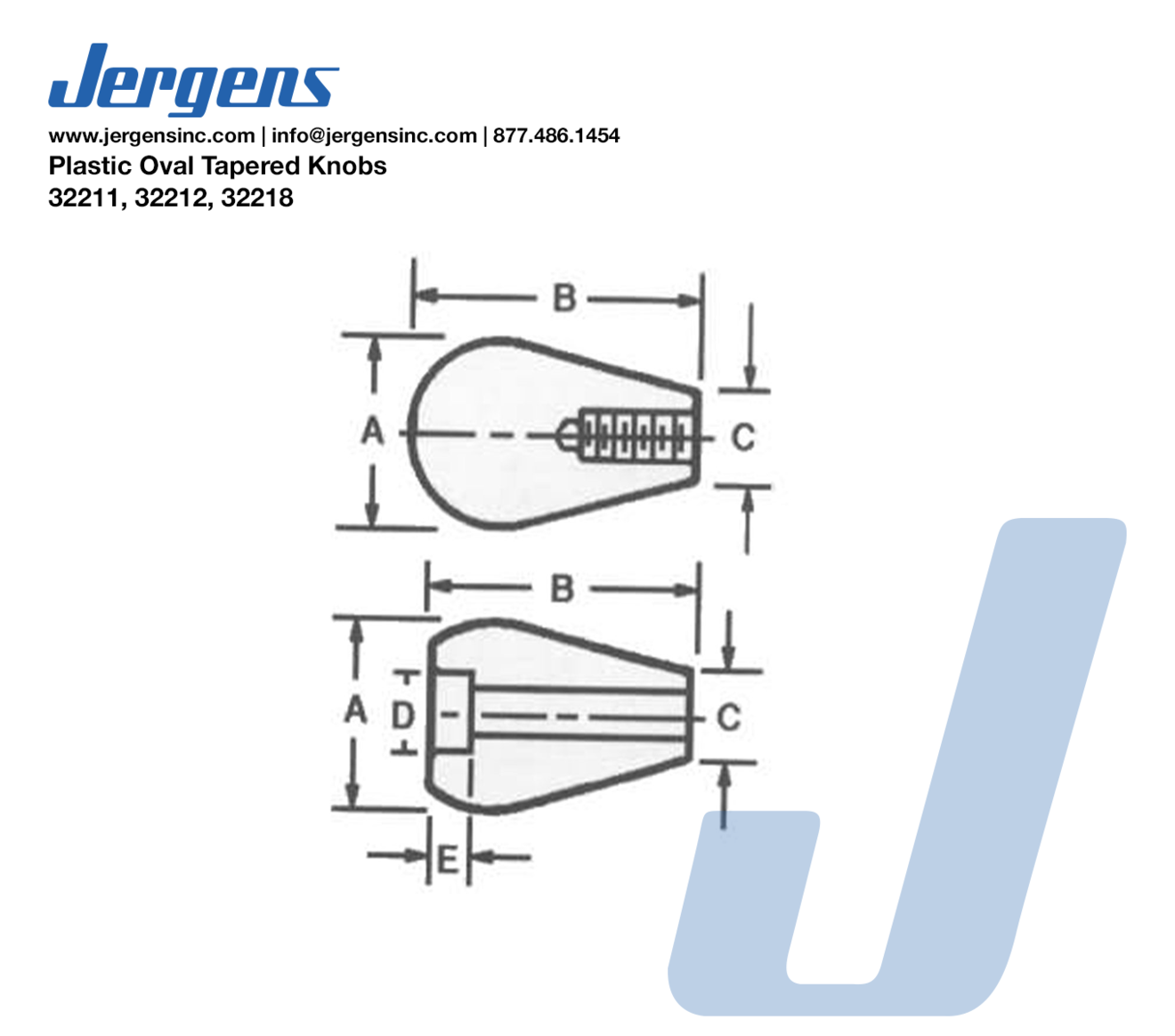 Plastic Oval Tapered Knobs| Jergens Specialty Fasteners | Jergens Inc