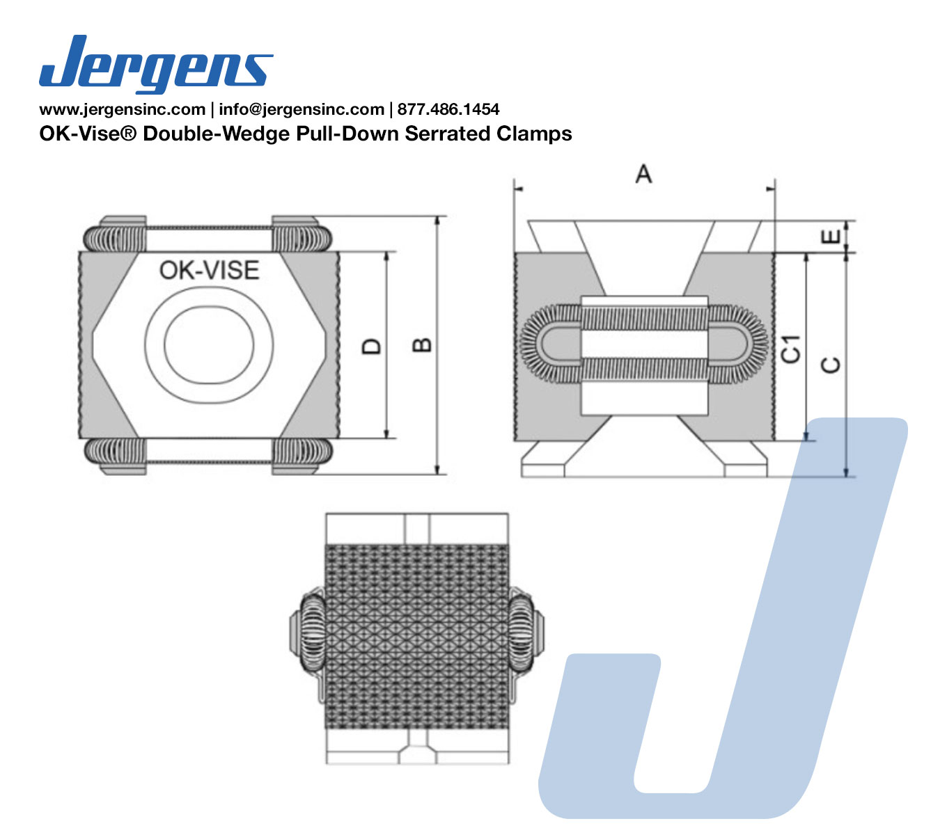 OK-Vise® Double Wedge Pull Down Serrated Clamps| Jergens Workholding ...