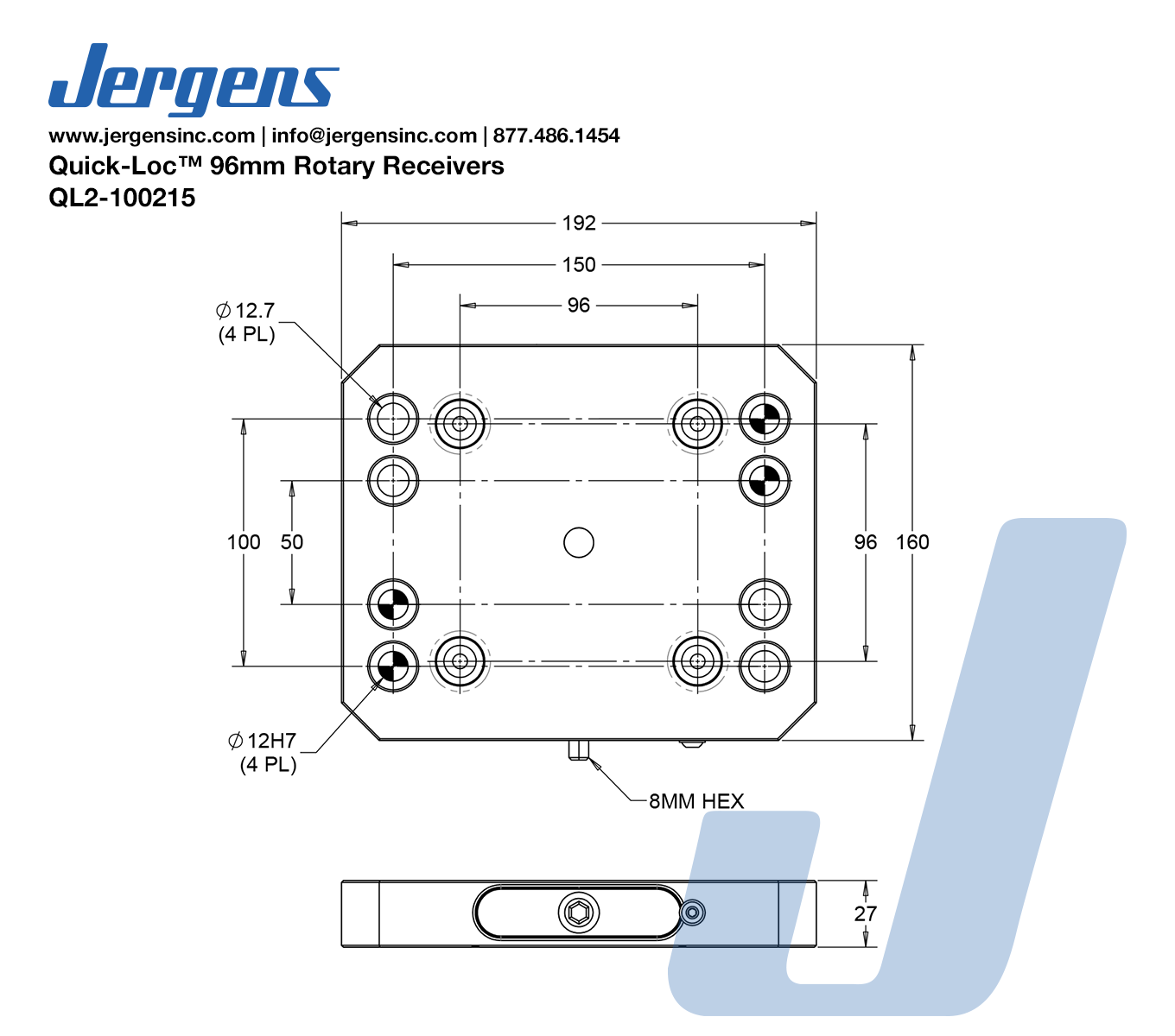 Quick-Loc™ 96mm Rectangular Receivers| Jergens Workholding | Jergens Inc